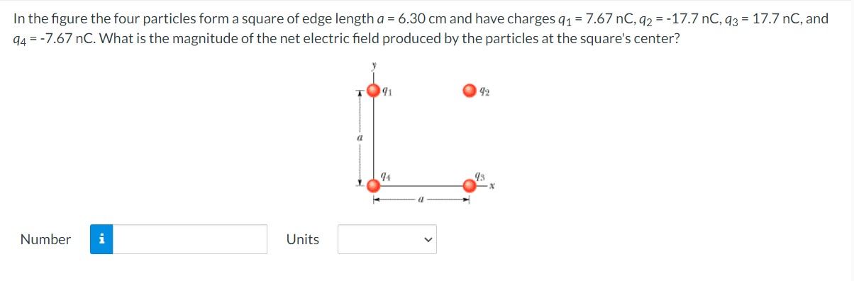 Solved In the figure the four particles form a square of | Chegg.com
