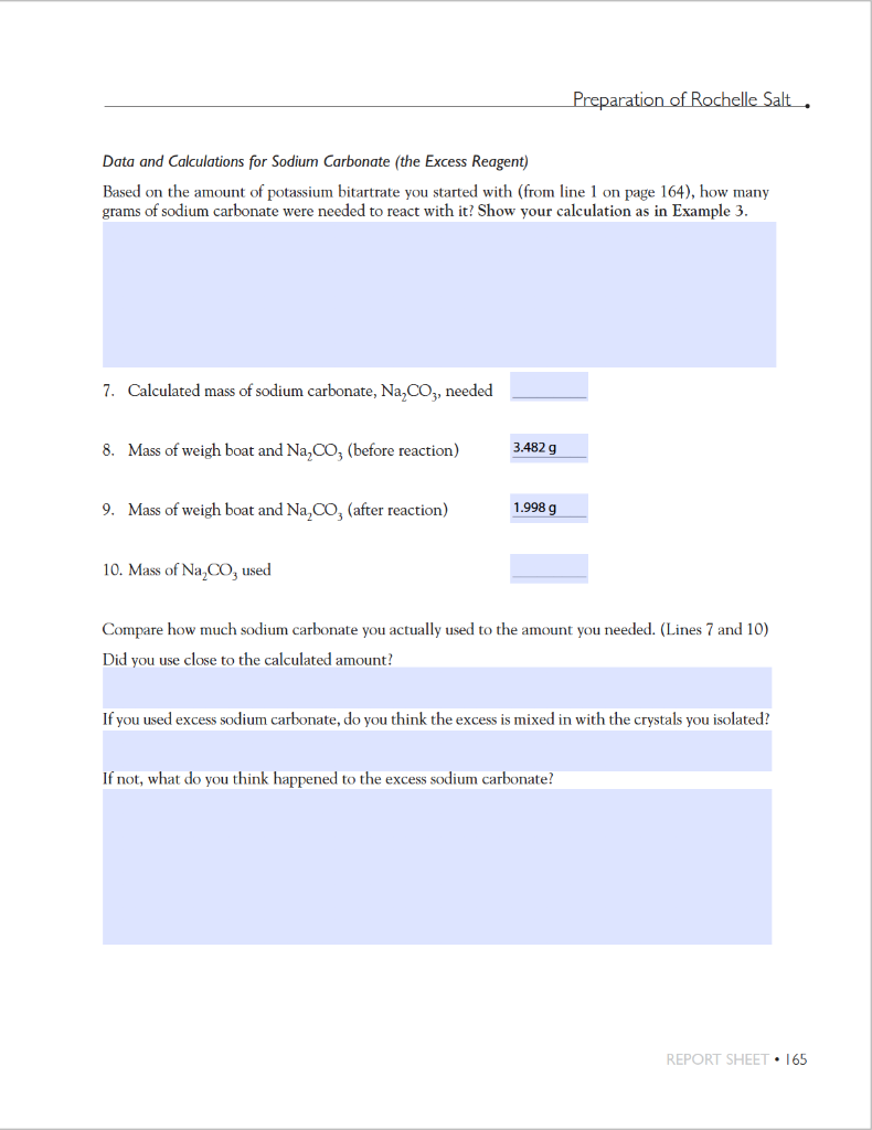 Solved Chemistry 120L Part B. Preparation of Rochelle Salt | Chegg.com
