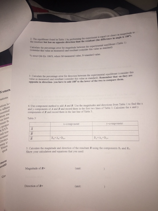 Solved Force Table Lab Report Table 1 Table 2 Force Mass | Chegg.com