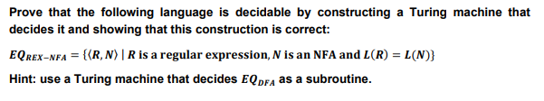 Solved Prove that the following language is decidable by | Chegg.com