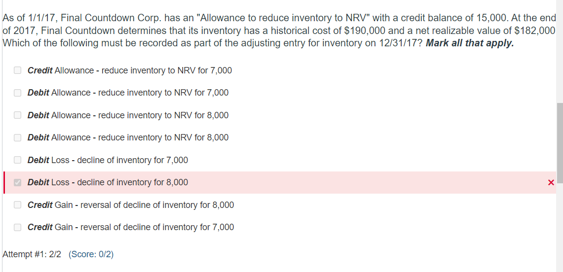 Solved As of 1/1/17, Final Countdown Corp. has an "Allowance | Chegg.com