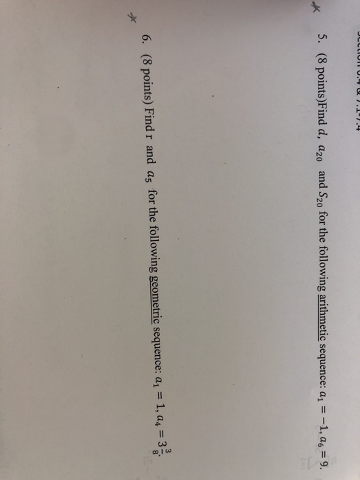 Solved 5. (8 points)Find d, a20 and S20 for the following | Chegg.com