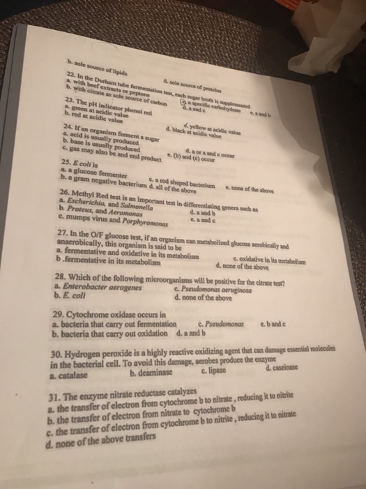 Solved In the Durham tube fermentation test each a. with | Chegg.com