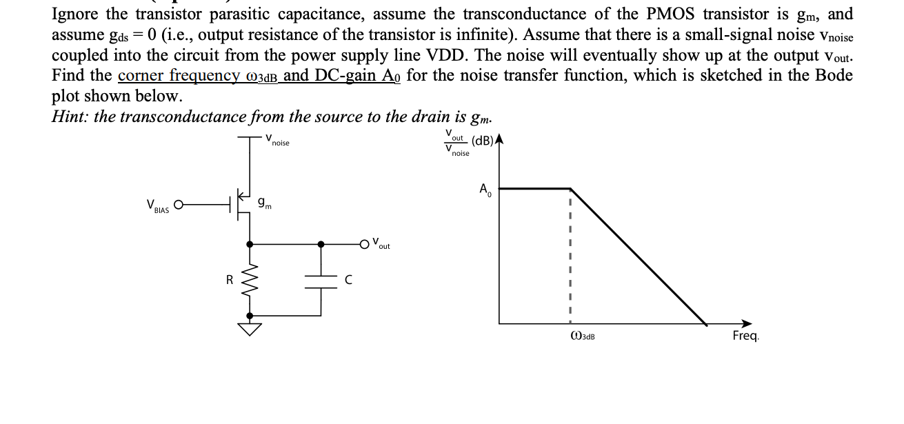 Solved Ignore the transistor parasitic capacitance, assume | Chegg.com