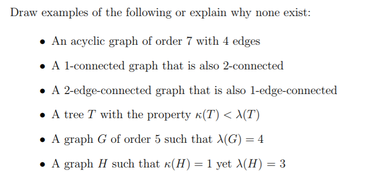 Solved Graph theory. provide examples of the following | Chegg.com
