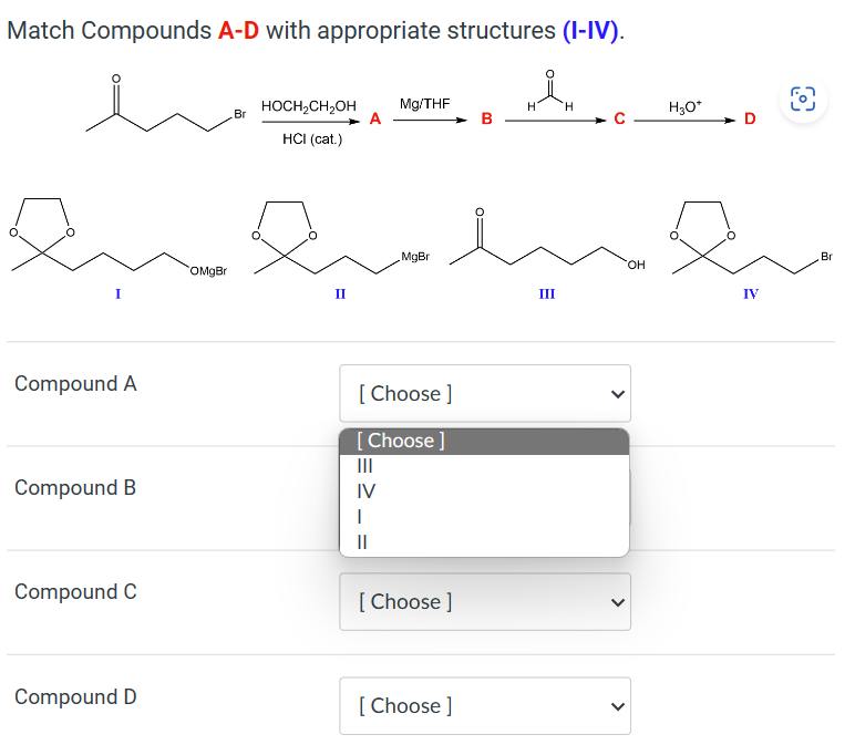 Solved Match Compounds A-D with appropriate structures | Chegg.com