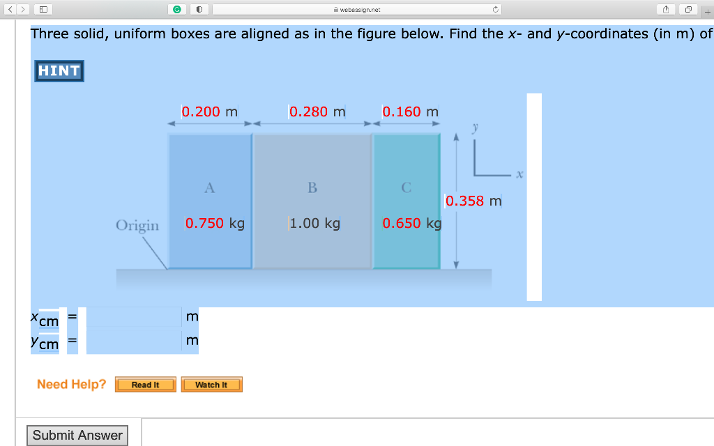 Solved Three solid, uniform boxes are aligned as in the | Chegg.com