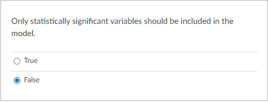 Solved Only statistically significant variables should be | Chegg.com