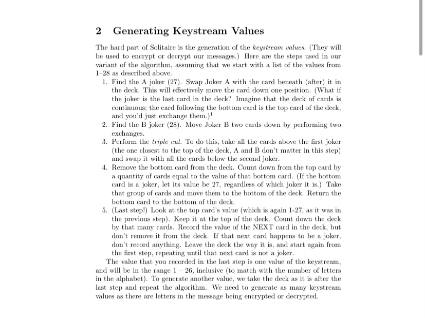 Solved 2 Generating Keystream Values The hard part of | Chegg.com