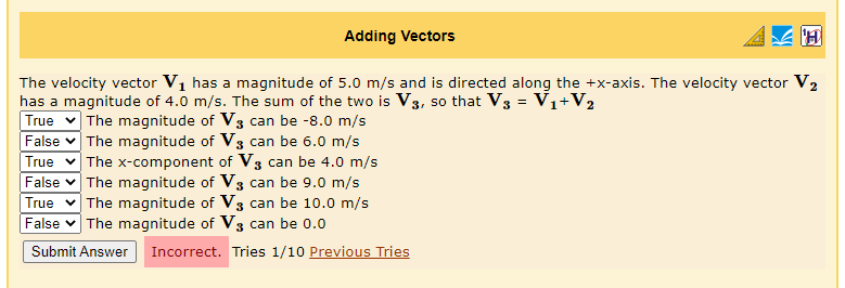 Solved The velocity vector V1 has a magnitude of 5.0 m/s and | Chegg.com
