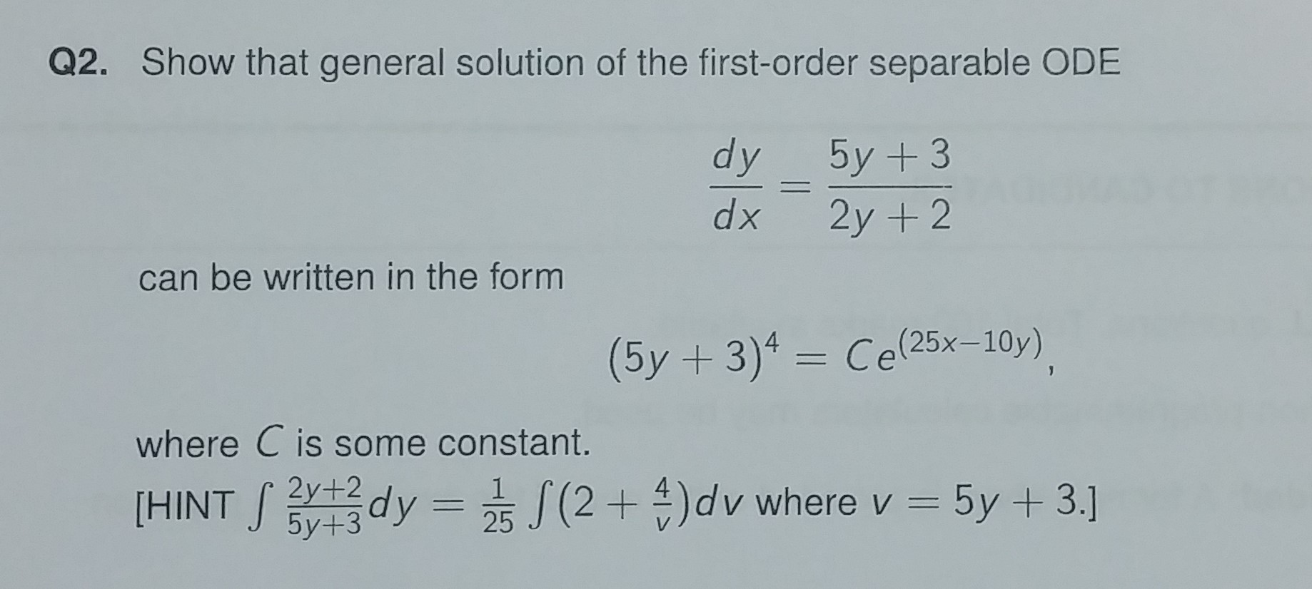 Solved Q2. Show that general solution of the first-order | Chegg.com