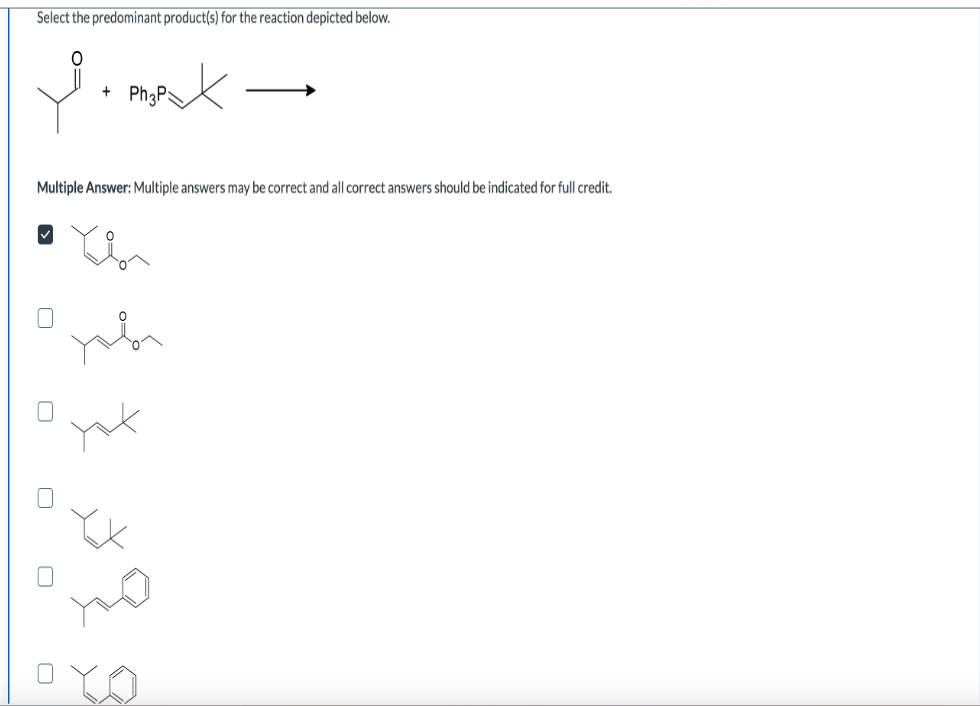 Solved Select the predominant product(s) for the reaction | Chegg.com