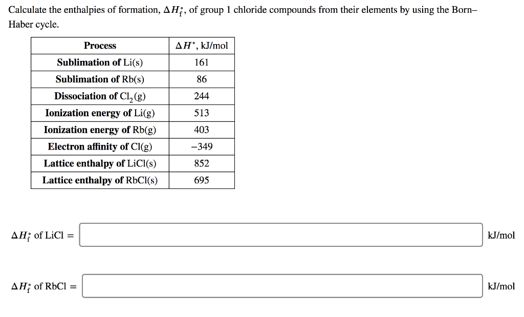 Solved Calculate the enthalpies of formation, AH;, of group | Chegg.com