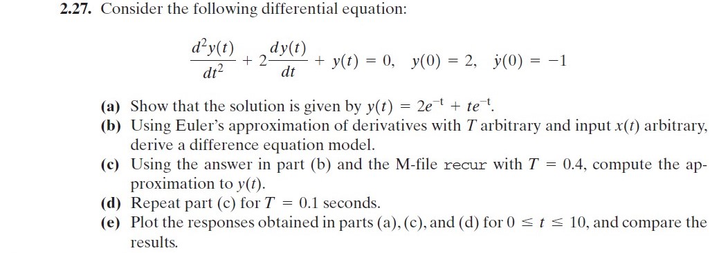 Solved 2.27. Consider the following differential equation: | Chegg.com