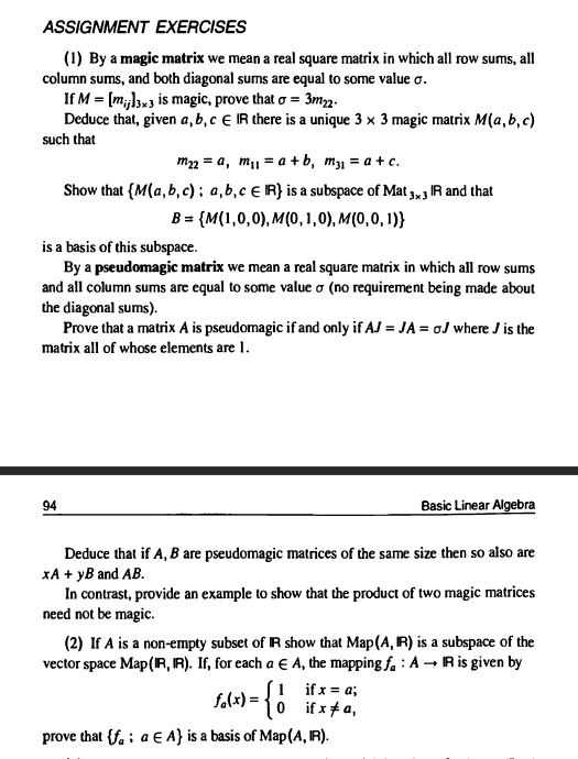 Solved ASSIGNMENT EXERCISES (1) By a magic matrix we mean a | Chegg.com