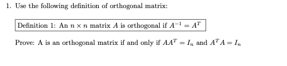 Solved Use the following definition of orthogonal | Chegg.com