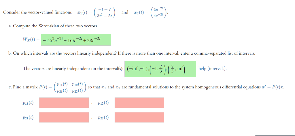 Solved Consider the vector-valued functions | 4e-2 21(t) =( | Chegg.com