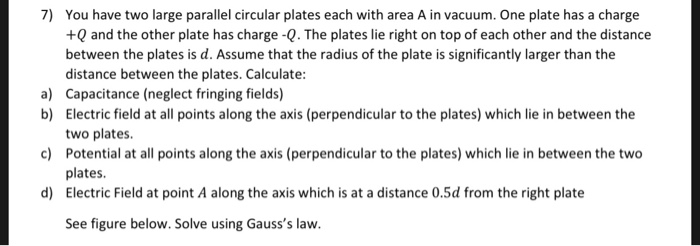Solved 7) You have two large parallel circular plates each | Chegg.com