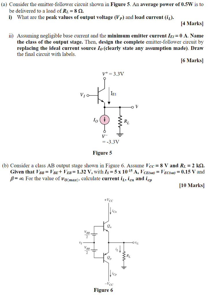 Solved (a) Consider the emitter-follower circuit shown in | Chegg.com