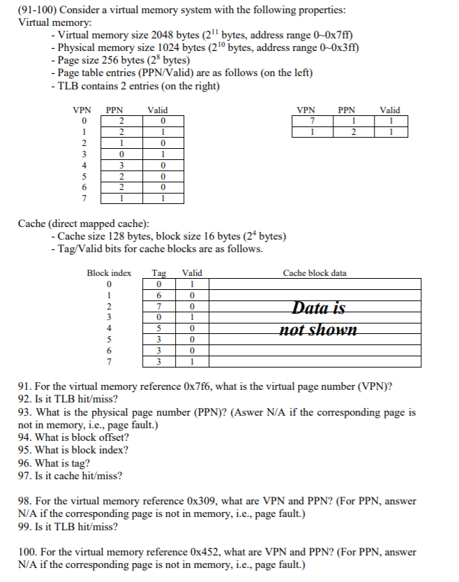 Solved 91 100 Consider A Virtual Memory System With The
