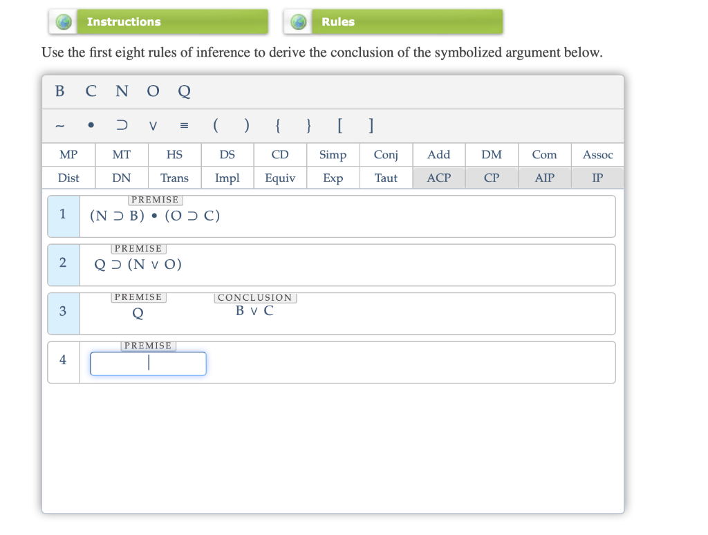 Solved Instructions Rules Use the first eight rules of | Chegg.com