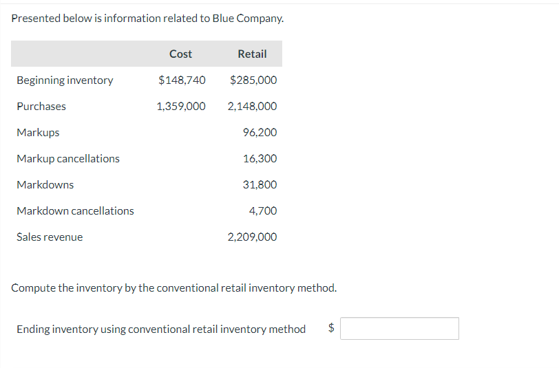 Solved Presented below is information related to Blue | Chegg.com