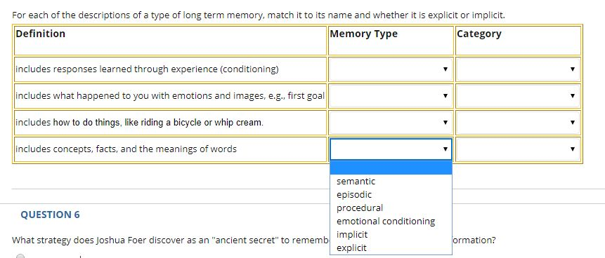 Solved For each of the descriptions of a type of long term | Chegg.com