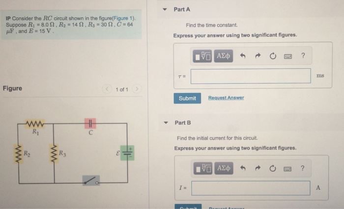 Solved Part A IP Consider the RC circuit shown in the | Chegg.com