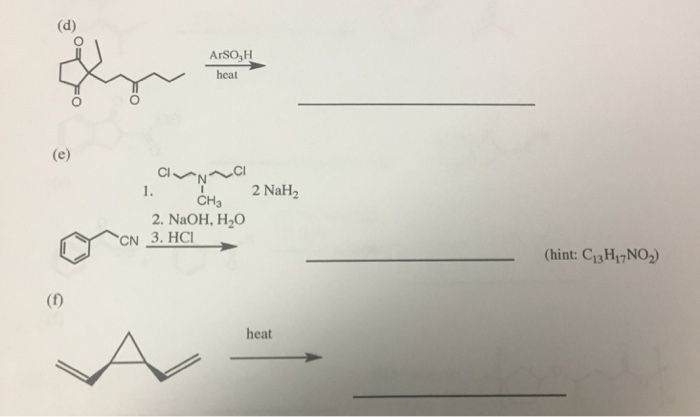 Solved ArSO H heat ci CH3 1. 2 NaH2 2. NaOH, H20 CN 3. HCI | Chegg.com