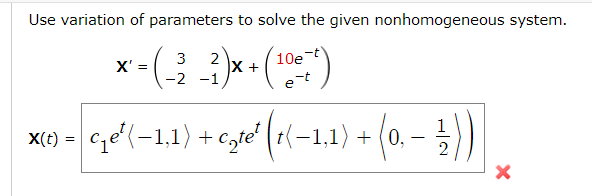 Solved Use variation of parameters to solve the given | Chegg.com