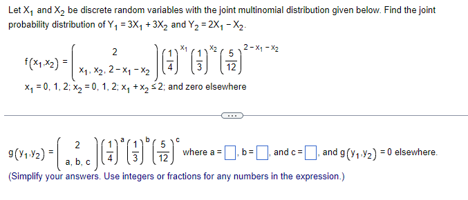 Solved Let x1 ﻿and x2 ﻿be discrete random variables with the | Chegg.com