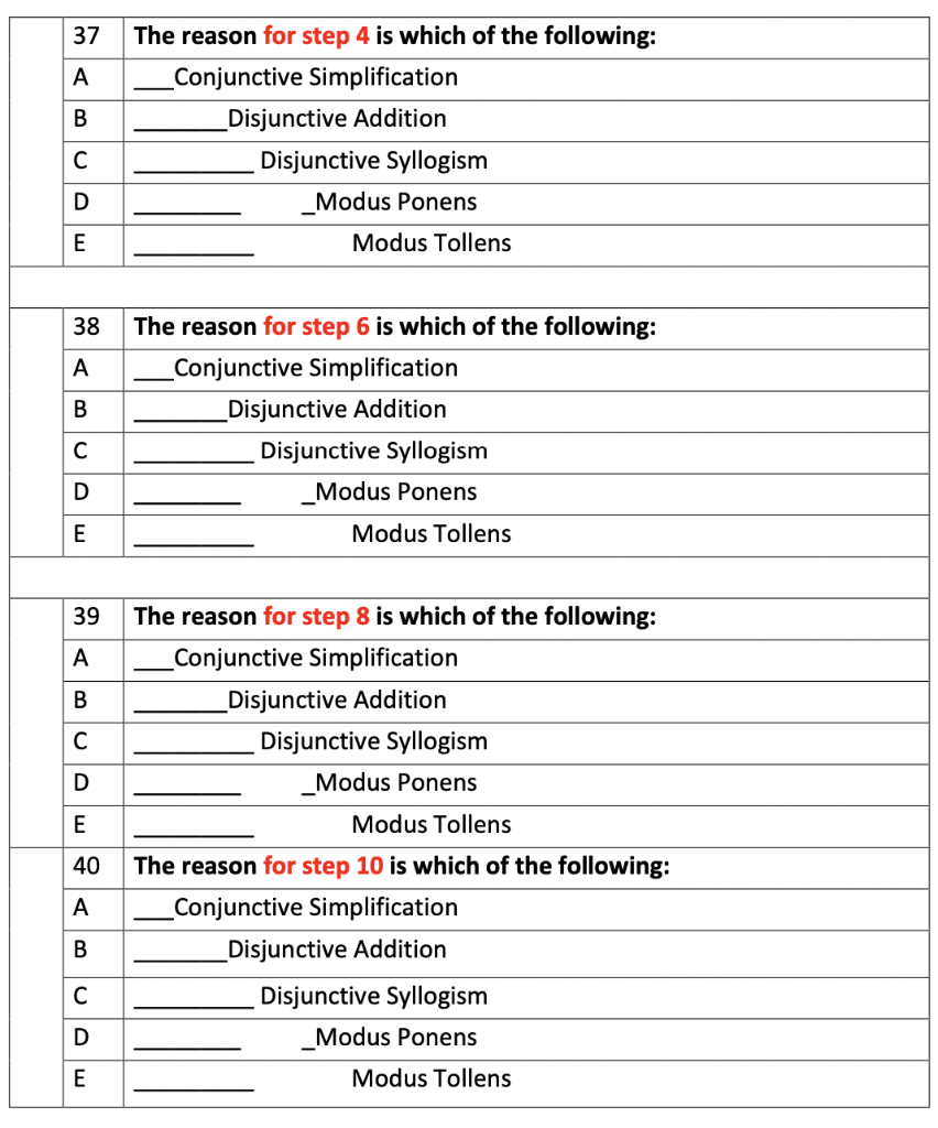 37 A B The reason for step 4 is which of the | Chegg.com