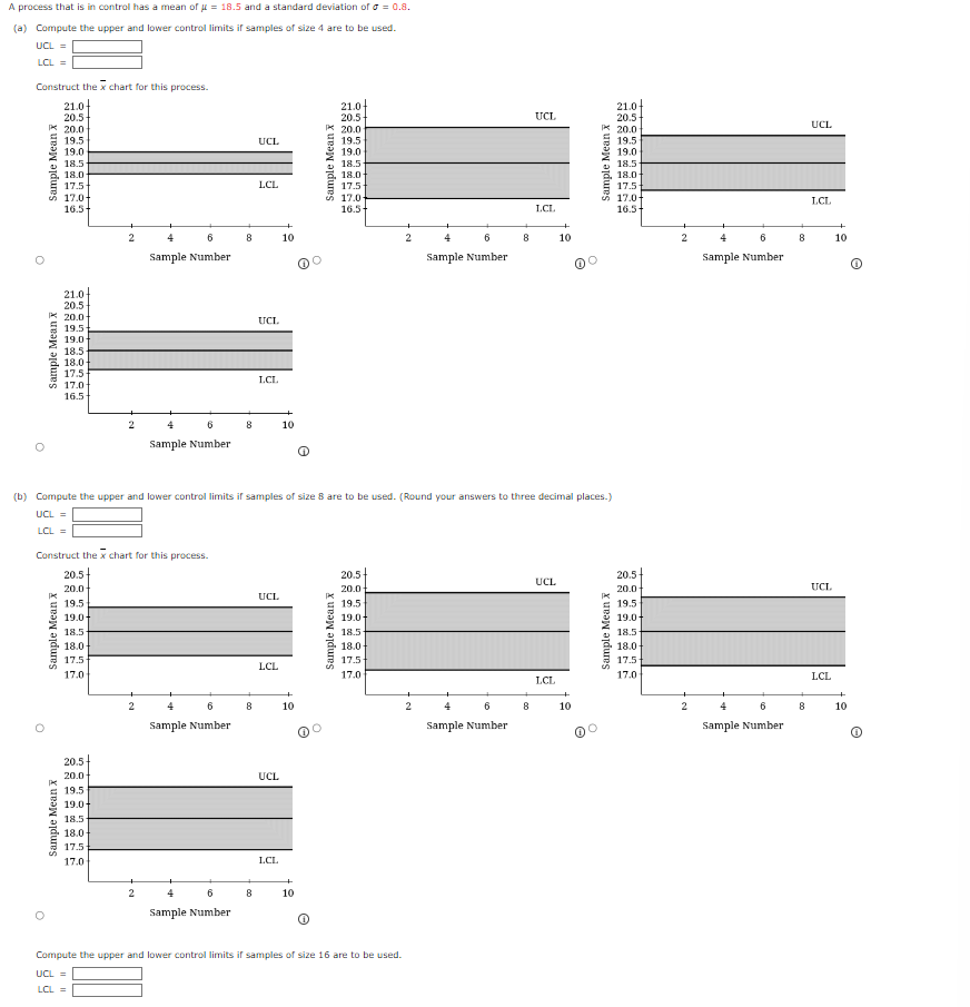 Solved A process that is in control has a mean of μ=18.5 | Chegg.com