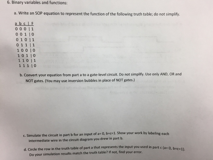 Solved Binary variables and functions: Write an SOP | Chegg.com
