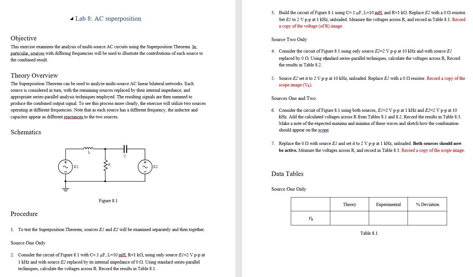 Solved Lab 8: AC superposition 3. Build the circuit of | Chegg.com