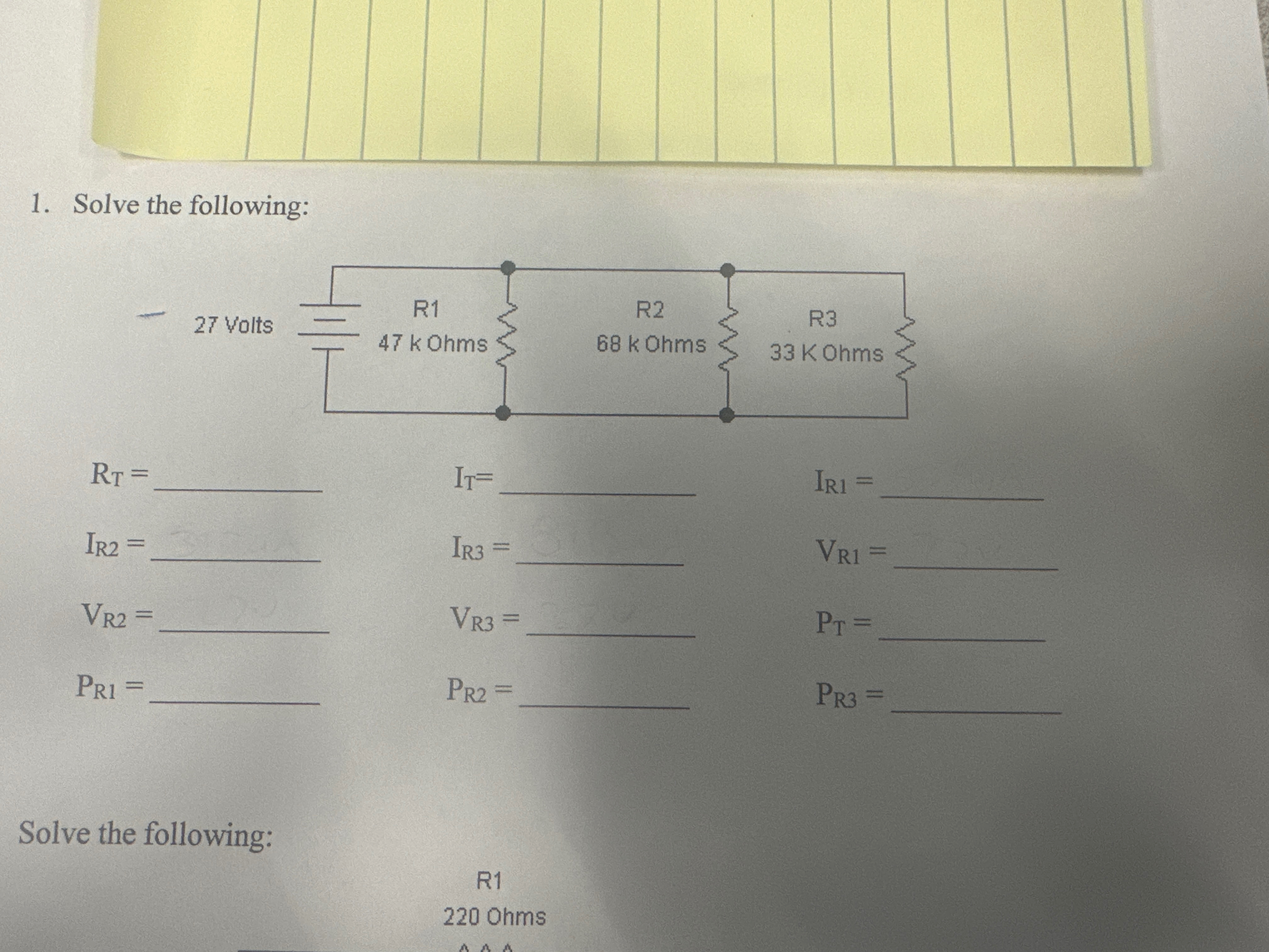 Solved solve the following parallel circuit | Chegg.com