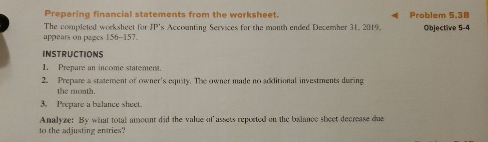 Solved Preparing financial statements from the worksheet. | Chegg.com
