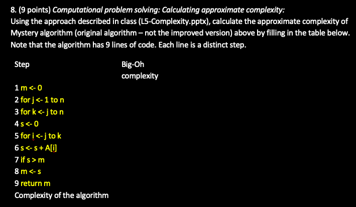 Solved 8. (9 points) Computational problem solving: | Chegg.com