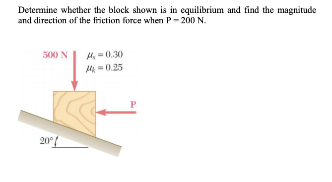 Solved Determine whether the block shown is in equilibrium | Chegg.com