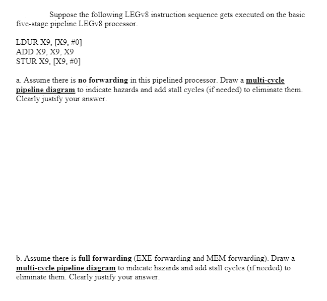 Solved Suppose the following LEGv8 instruction sequence gets | Chegg.com
