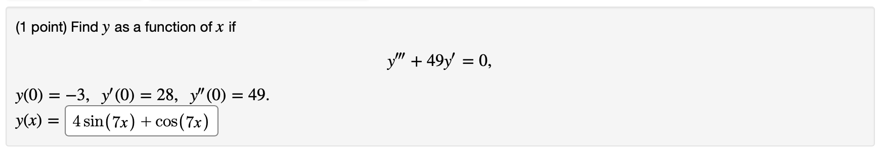Solved (1 point) Find y as a function of t if 64y" – 48y' + | Chegg.com