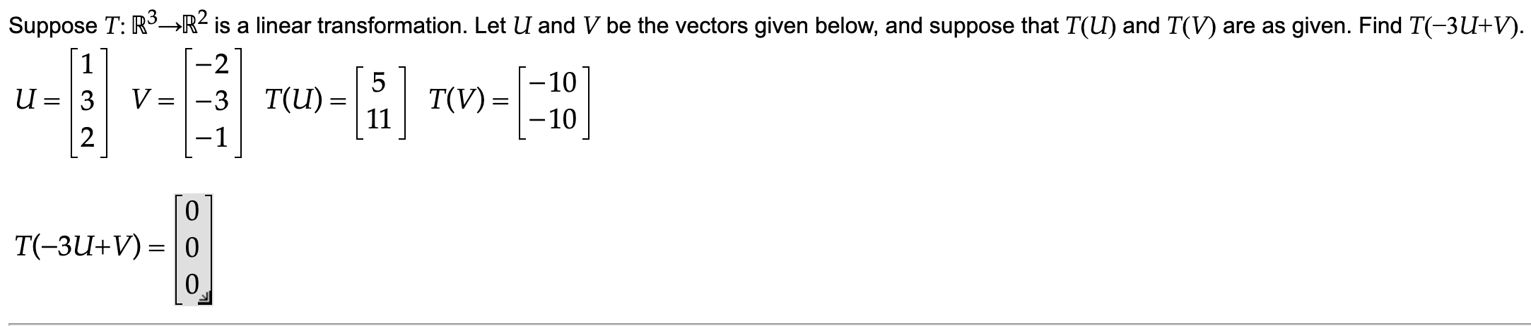 Solved Suppose T: R3-R2 is a linear transformation. Let U | Chegg.com