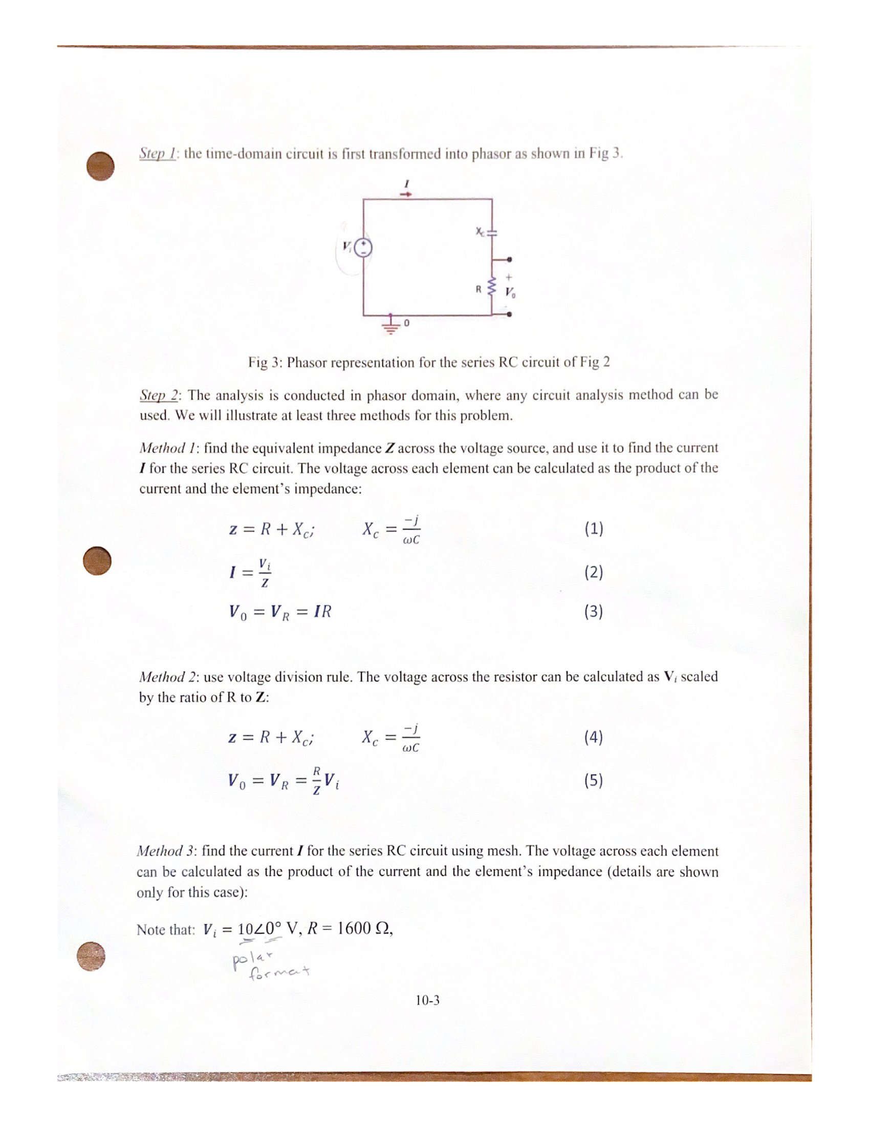 Solved Phasor transformation for circuit elements: Fig 1 | Chegg.com