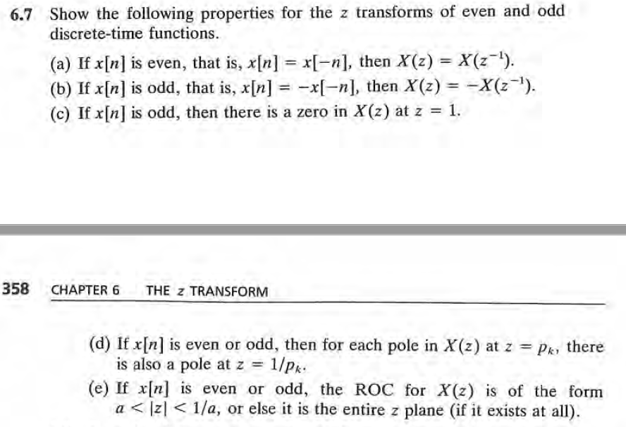 Solved 6.7 Show the following properties for the z | Chegg.com