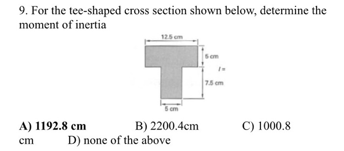 Solved For the tee-shaped cross section shown below, | Chegg.com