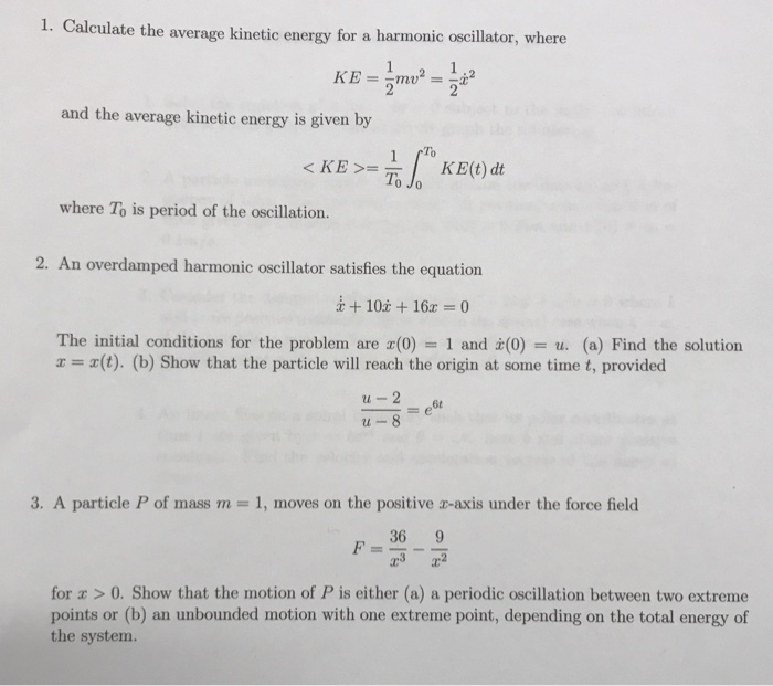 Solved 1. Calculate the average kinetic energy for a | Chegg.com