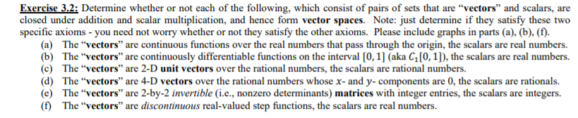 Solved Exercise 3.2: Determine whether or not each of the | Chegg.com