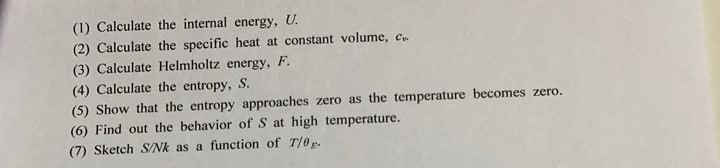 Solved -0/2T e 4. The partition function of an Einstein | Chegg.com