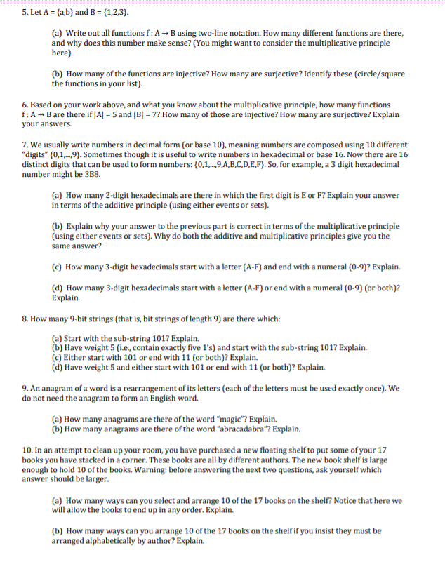 Solved 5. Let A = {a,b) and B = {1,2,3). (a) Write out all | Chegg.com