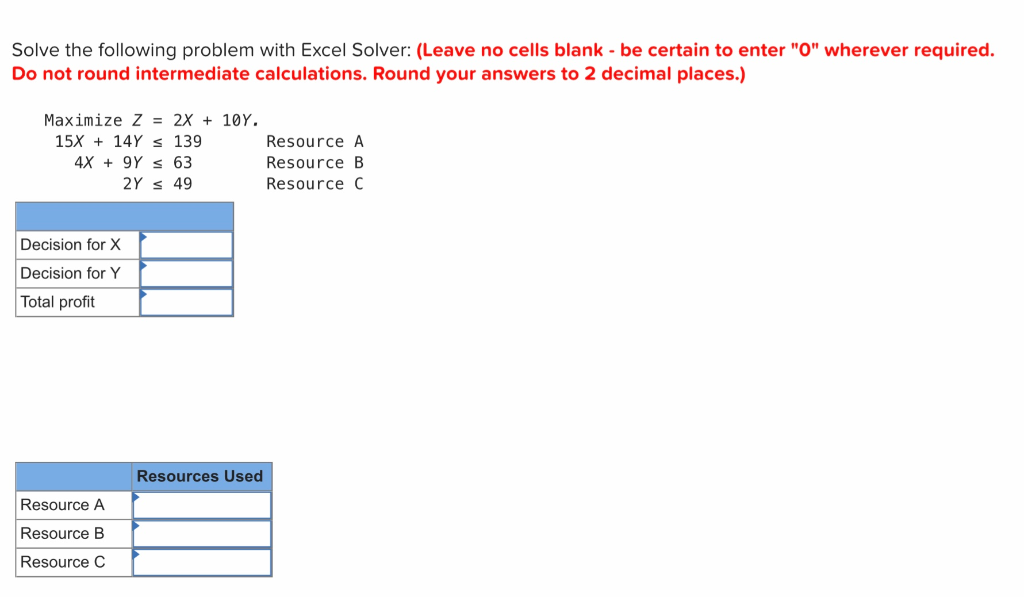 Solved Solve the following problem with Excel Solver: (Leave | Chegg.com